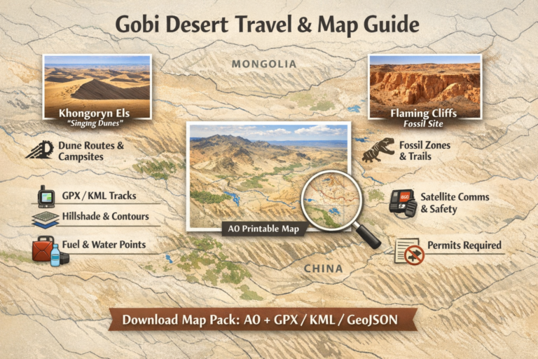 Gobi Desert Map: Printable A0, GPX & GIS Pack