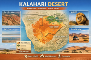 Kalahari Desert Map – Geography, Wildlife & Travel Guide